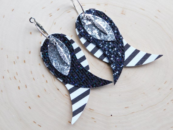 Faux leather earrings with charms store