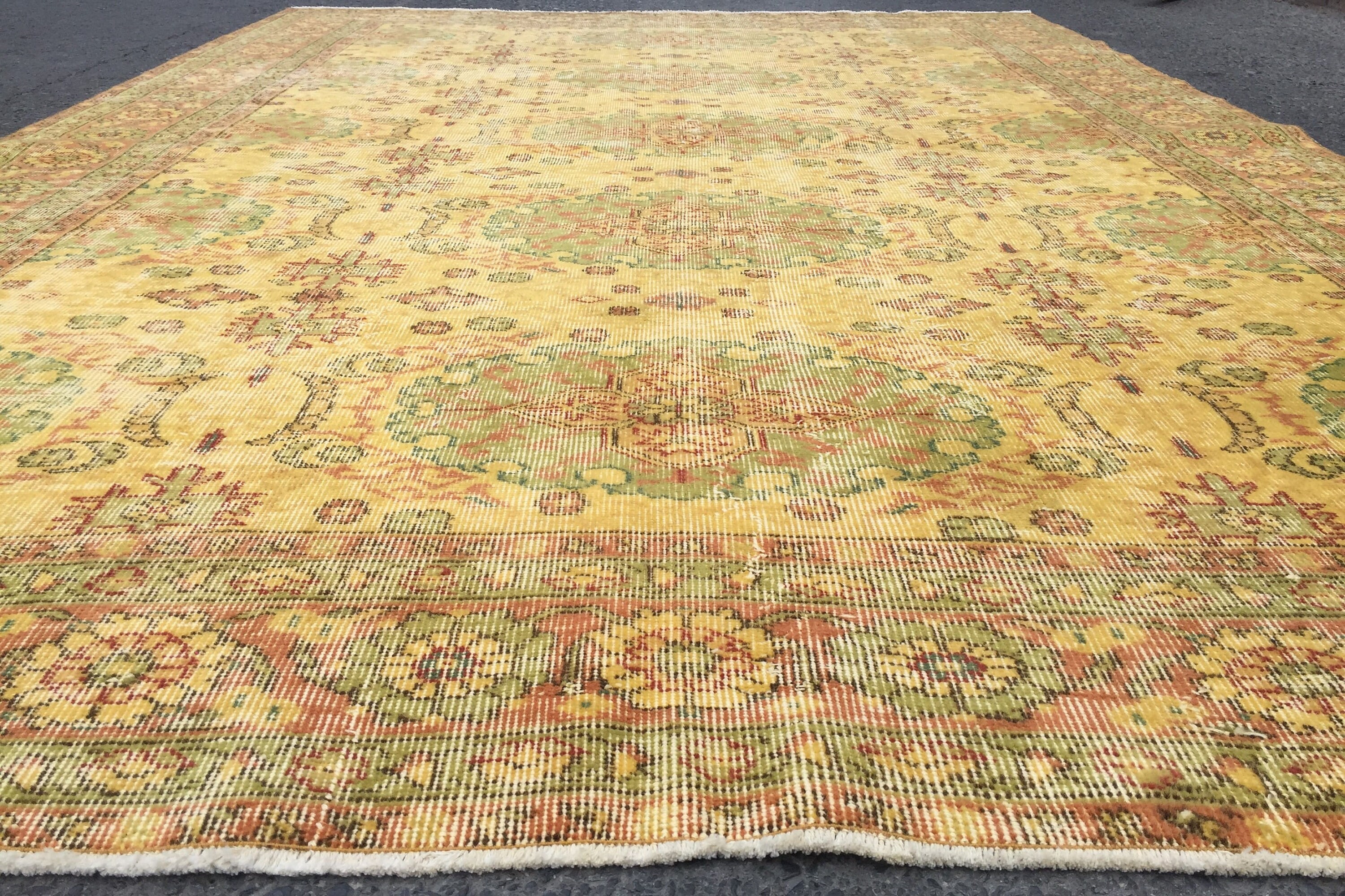 7x10 Yellow Green Bedroom Rug, Abstract Rug, 6'6 X 9'7 Hand Woven Rug ...