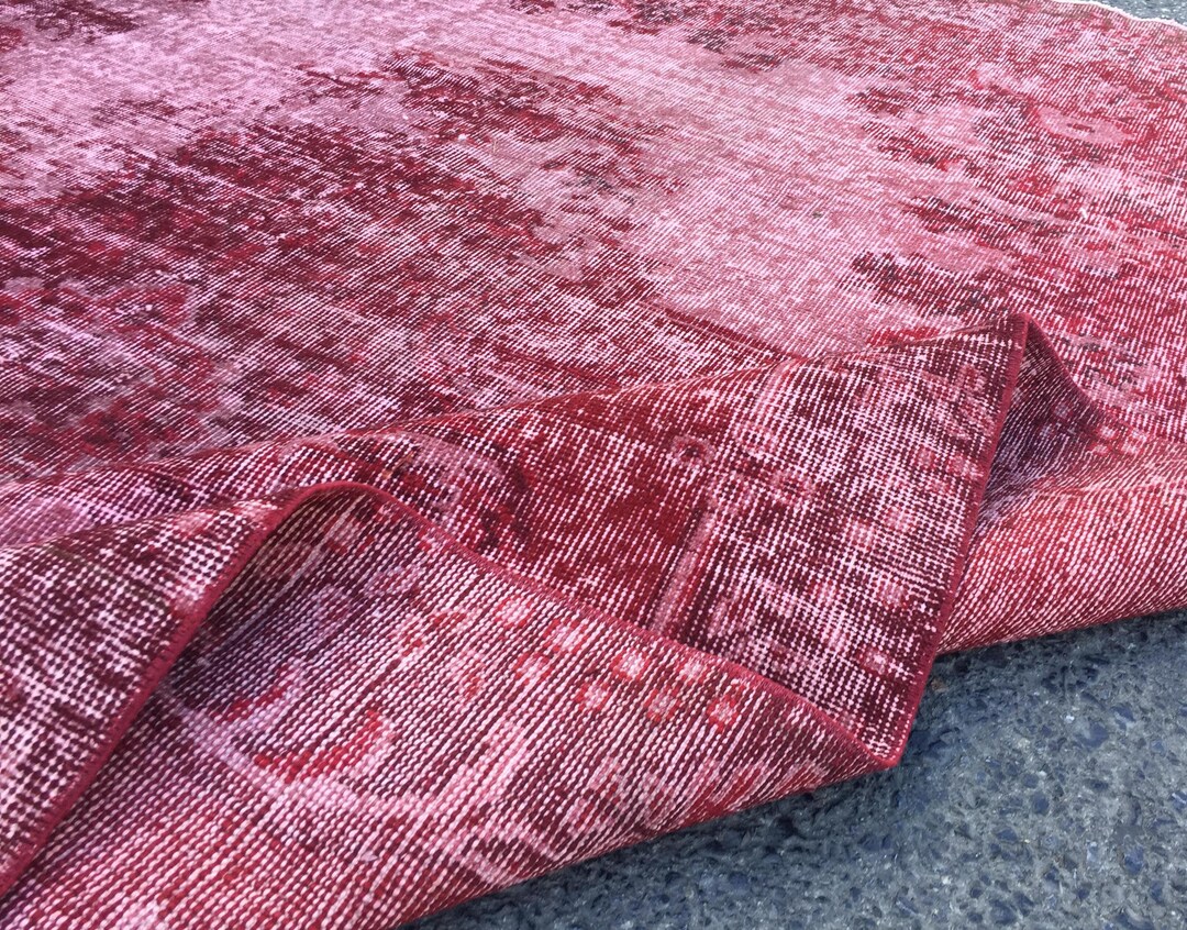 7x9 Retro Red Living Room Rug , Dining Room Rug, 6'7" X 9'1" Bed Plan ...
