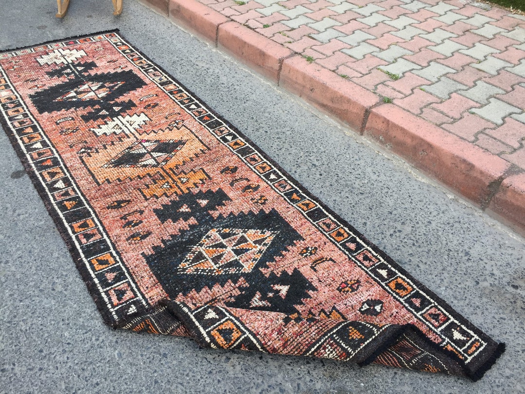 3x10 Nomadic Corridor Runner , Vintage Runner, 3'1 X 10' Turkish Runner ...