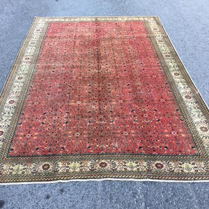 7x9 Red Boho Handmade Rug, Retro Dining Room Rug, 6'7 X 9'5 Living Room ...
