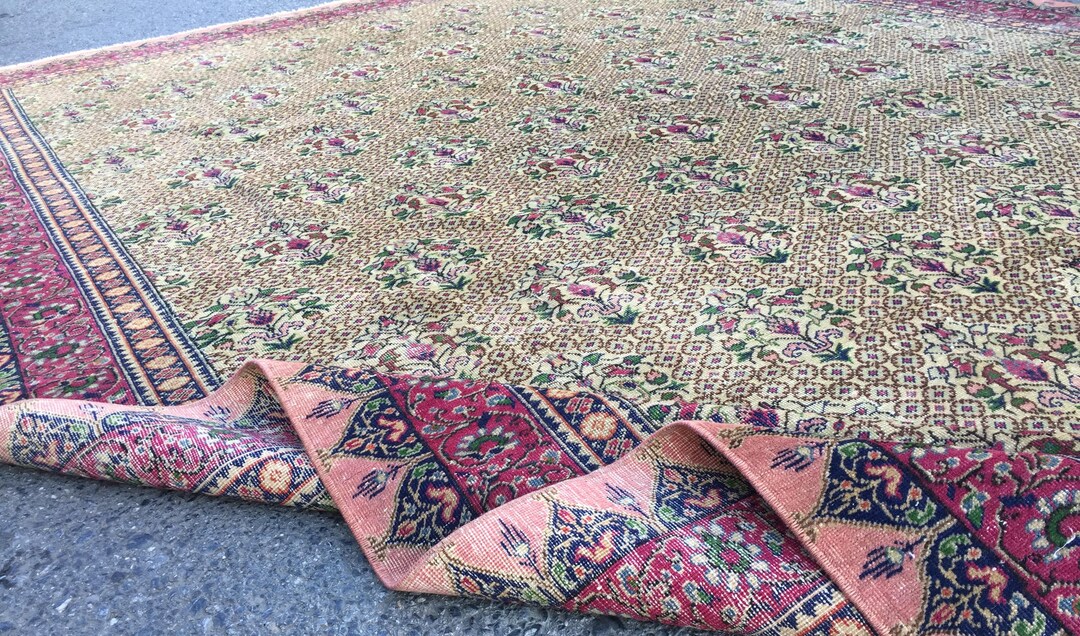 7x11 Home Decor Rug, Minimal Area Rug, 7'5" X 10'7" Beige Pink Living ...