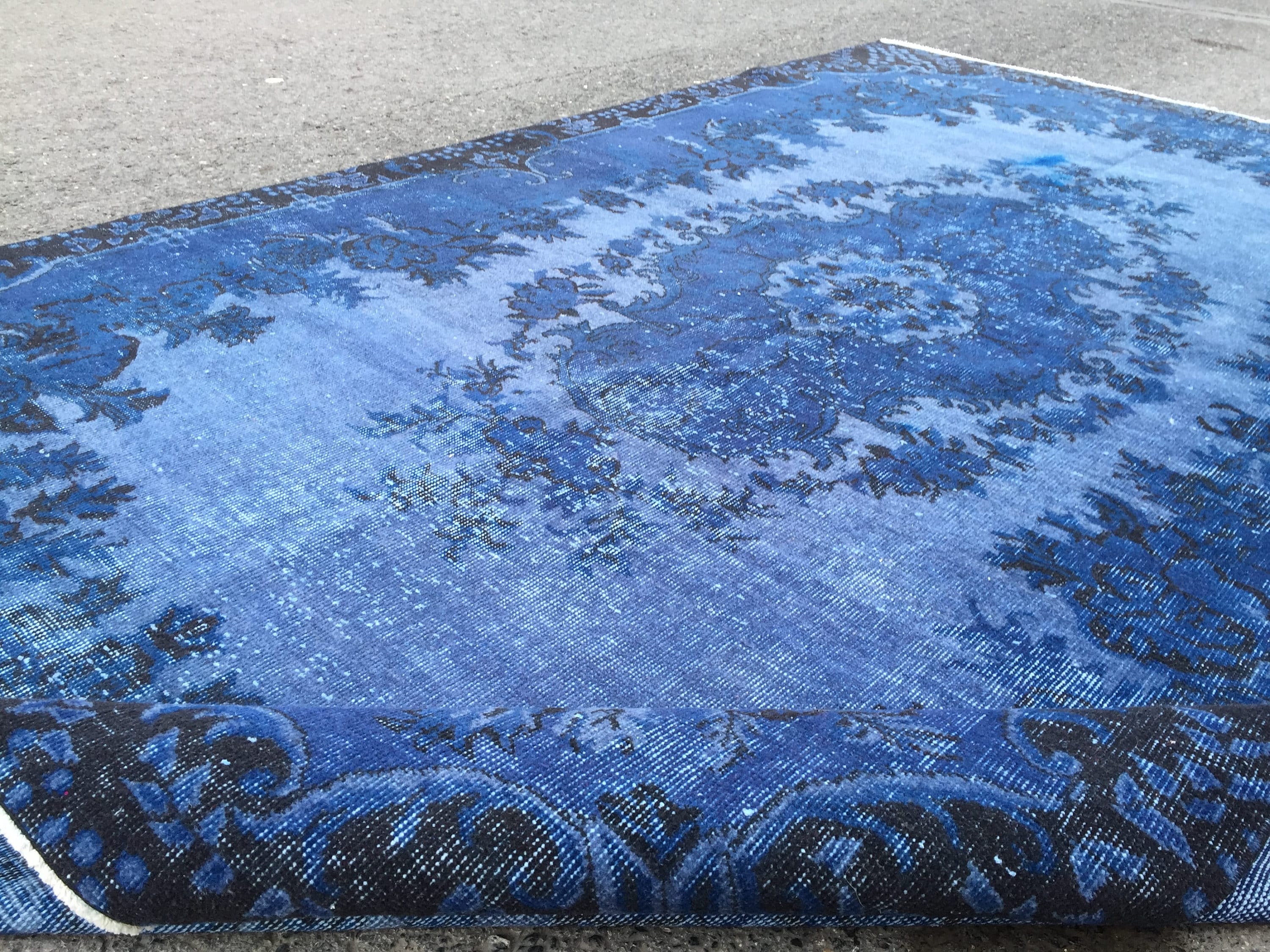 7x10 Dark Blue Black Rug, Bedroom Rug, Oriental Rug ,6'6 X 10'2 ...