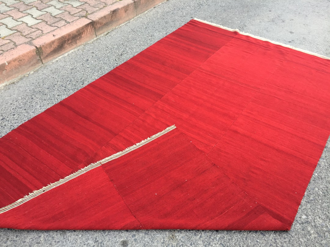 6x10 Red Bedroom Rug, Boho Living Room Hemp, 5'8" X 9'7" Handmade ...