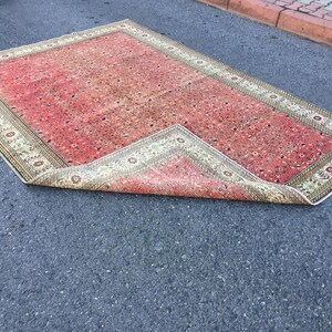 7x9 Red Boho Handmade Rug, Retro Dining Room Rug, 6'7 X 9'5 Living Room ...