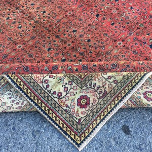 7x9 Red Boho Handmade Rug, Retro Dining Room Rug, 6'7 X 9'5 Living Room ...