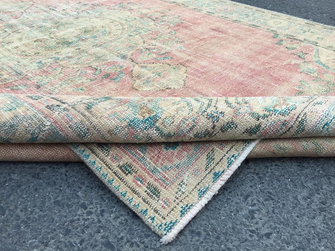 Distressed Red Retro Dining Room Carpet , 5'9" X 8'6" Turkish Area Rug ...