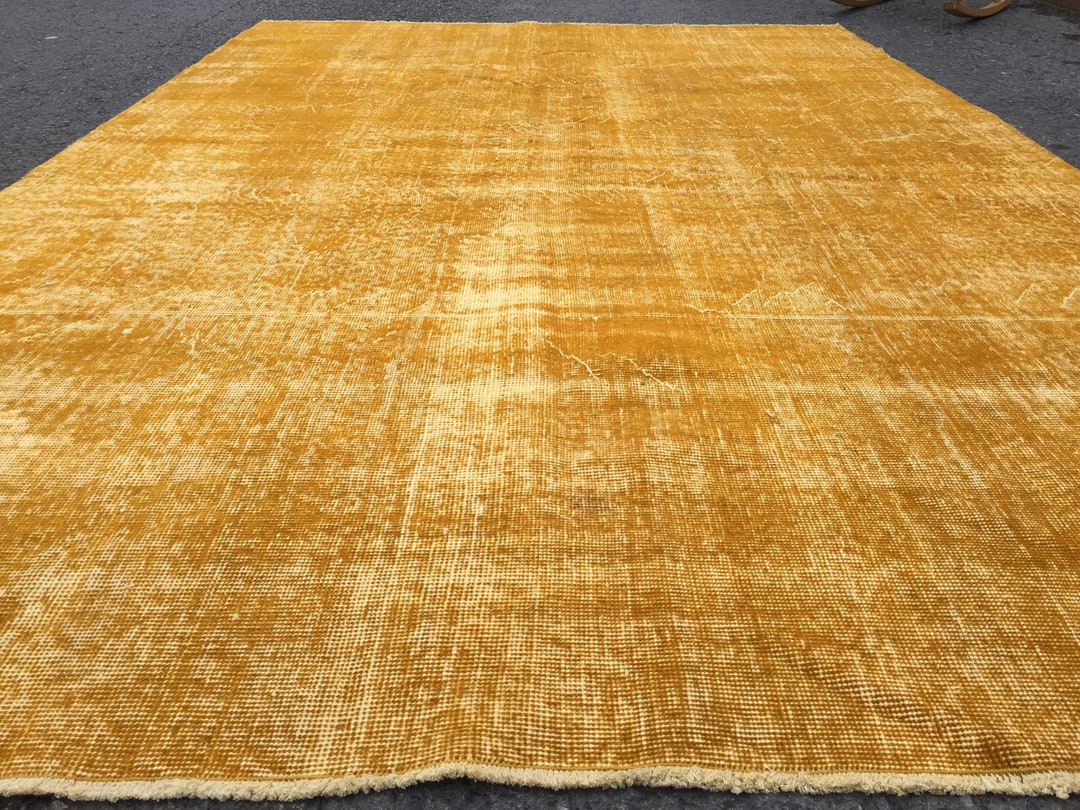 6x9 Simple Yellow Area Rug, Yellow Living Room Rug, 6'2" X 9'4" Retro ...