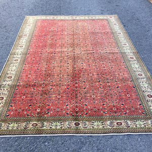 7x9 Red Boho Handmade Rug, Retro Dining Room Rug, 6'7 X 9'5 Living Room ...