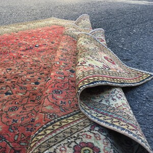 7x9 Red Boho Handmade Rug, Retro Dining Room Rug, 6'7 X 9'5 Living Room ...