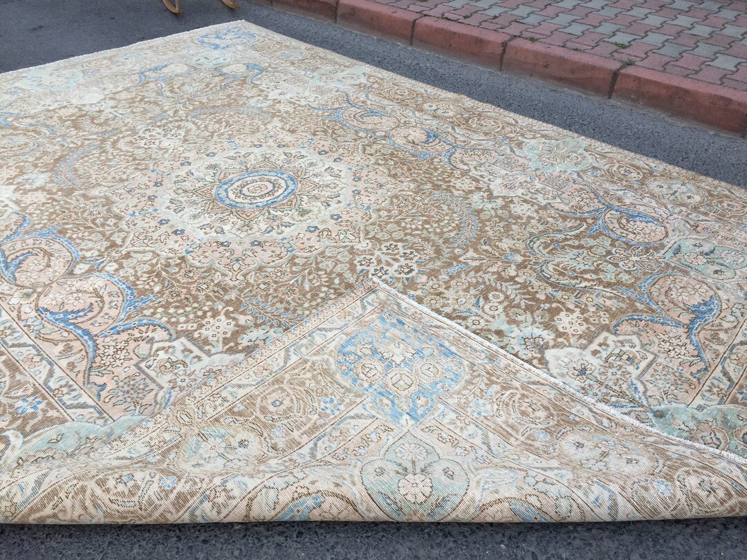 9x13 Rug for Living Room, Hand Woven Rug, 9'2 X 13'1 Brown Beige ...