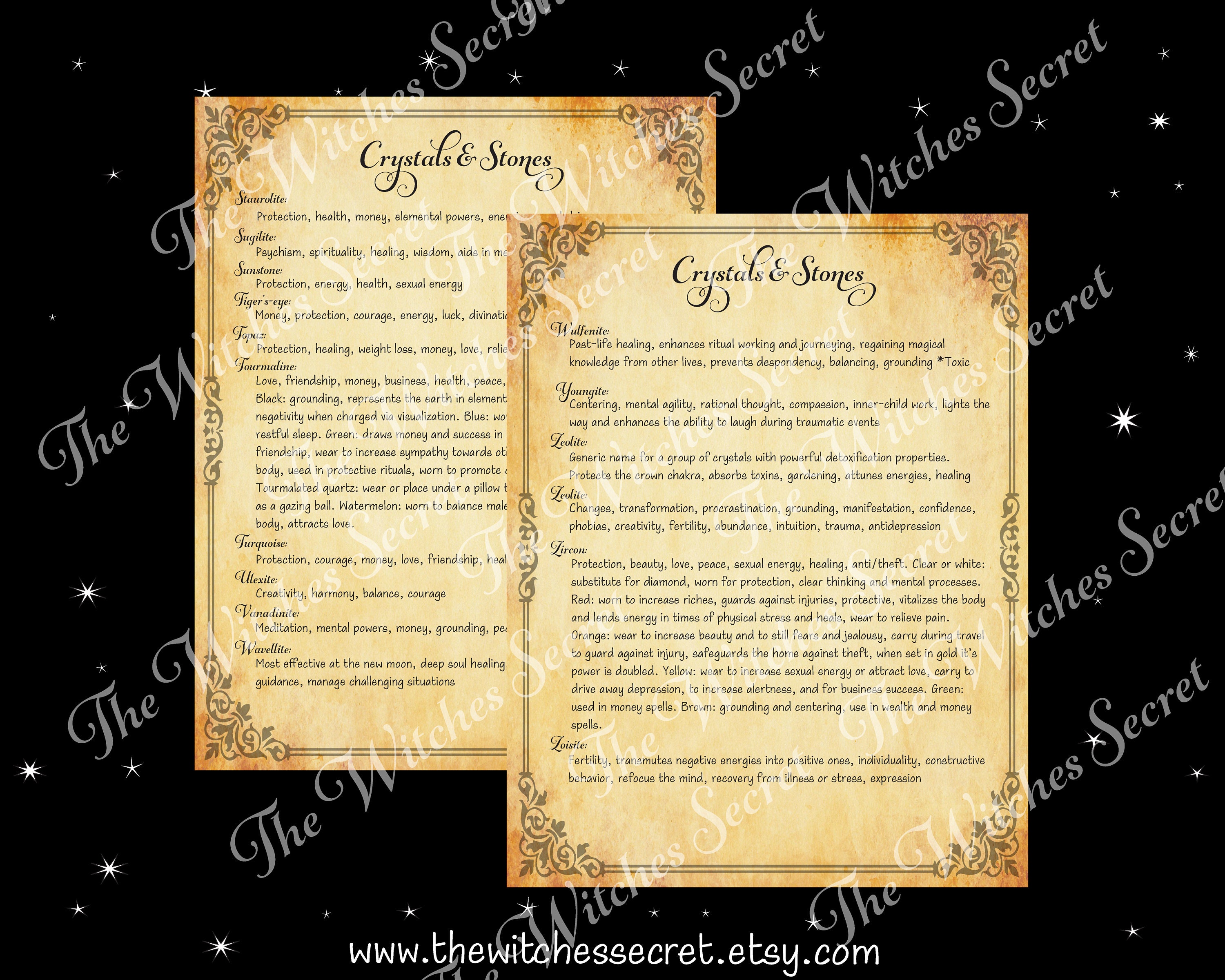 Book of Shadows Printable Crystal Magic Correspondence | Etsy