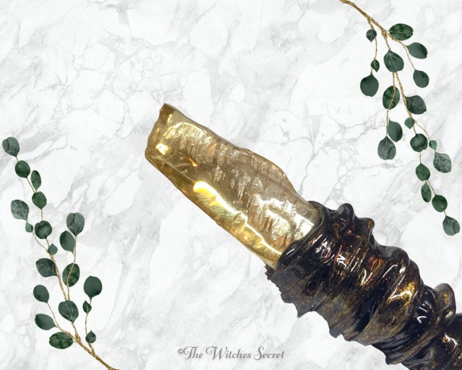 Amber Crystal Magic Wand: Hand-painted Metallic Gold Witch Cosplay - Etsy