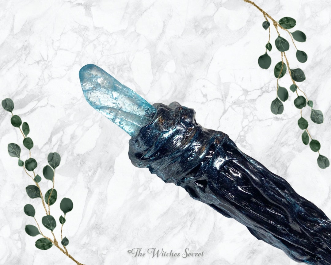 Magic Wand, Blue Crystal Wand, Witch Wand, Gift for Witch, Witchy Gift ...