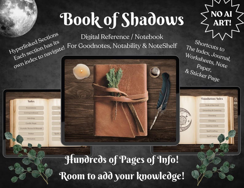 Digital Book of Shadows for Tablets | Hyperlinked Grimoire for ...