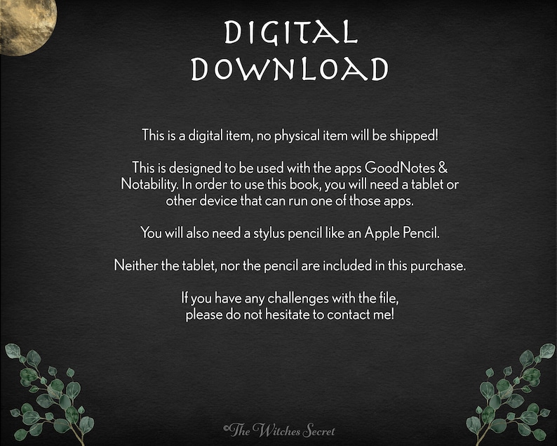 Digital Book of Shadows Pages for Goodnotes, Notability & Noteshelf ...