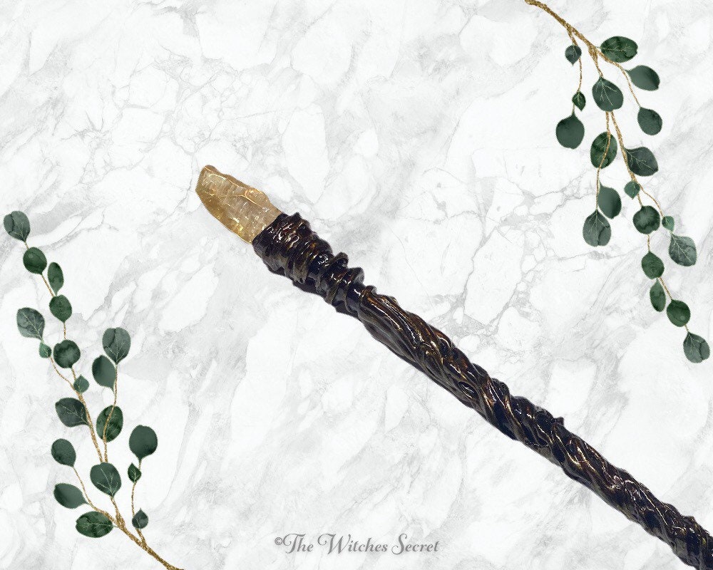 Amber Crystal Magic Wand: Hand-painted Metallic Gold Witch Cosplay - Etsy