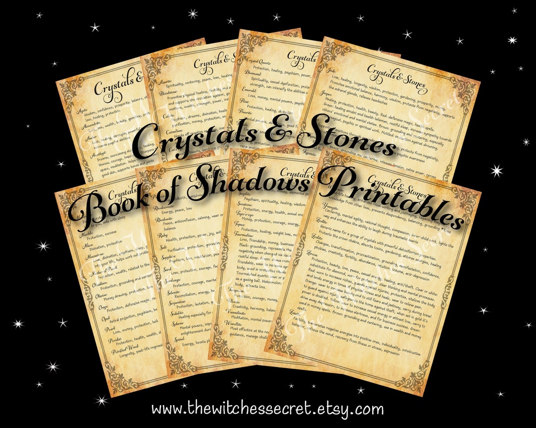 Printable Book of Shadows Pages – Crystal Magic Grimoire PDF | Witch ...