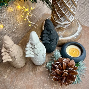 Set of Two Small Concrete Santa Claus Figurines | Father Winter ...