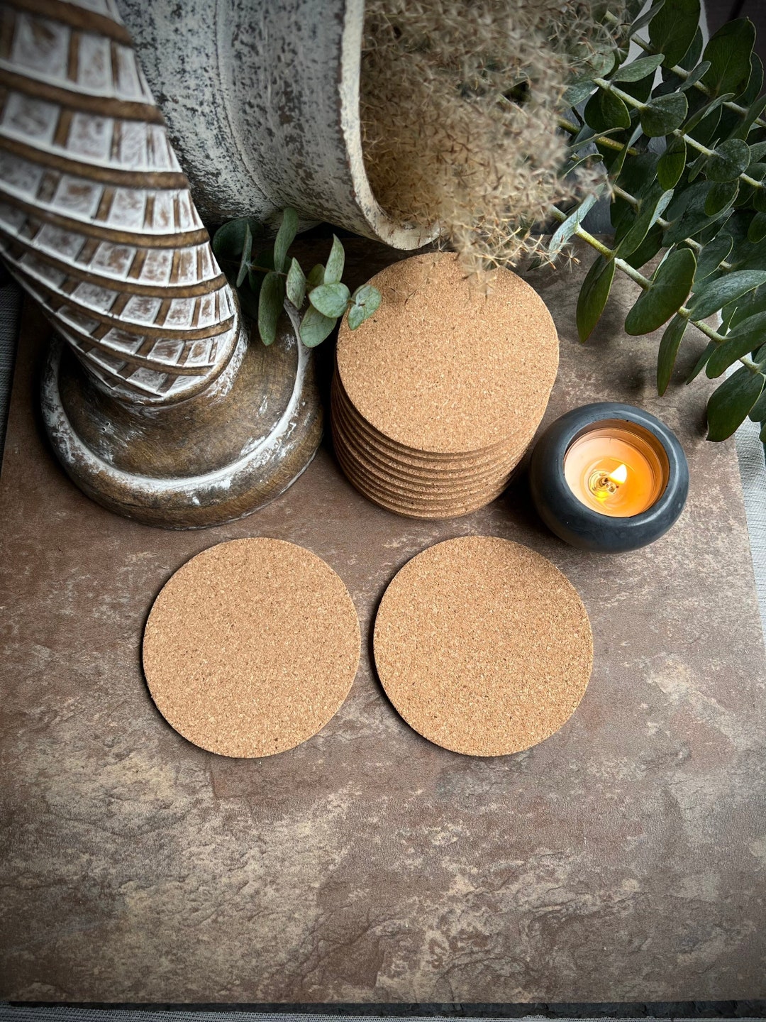 Set of Cork Inserts for Round Concrete Coasters | Cork Coaster Inserts ...