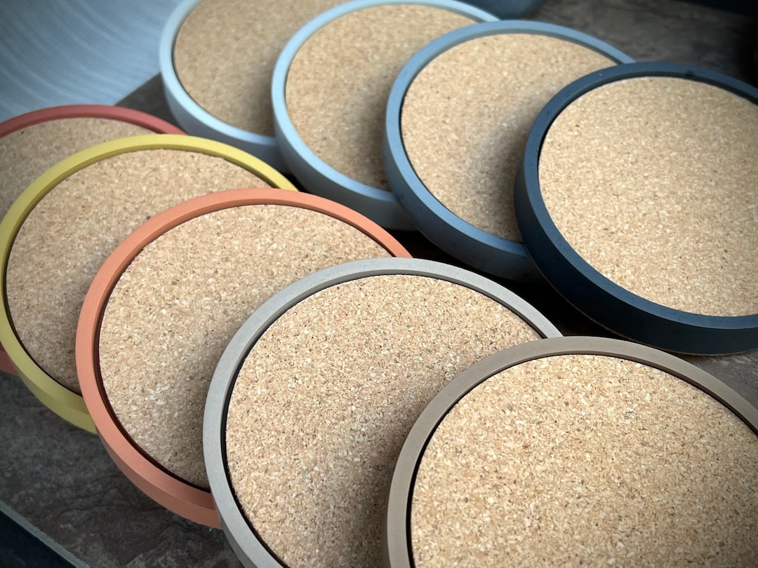 Round Concrete Coasters With Removable Cork Insert | Cement Coasters ...