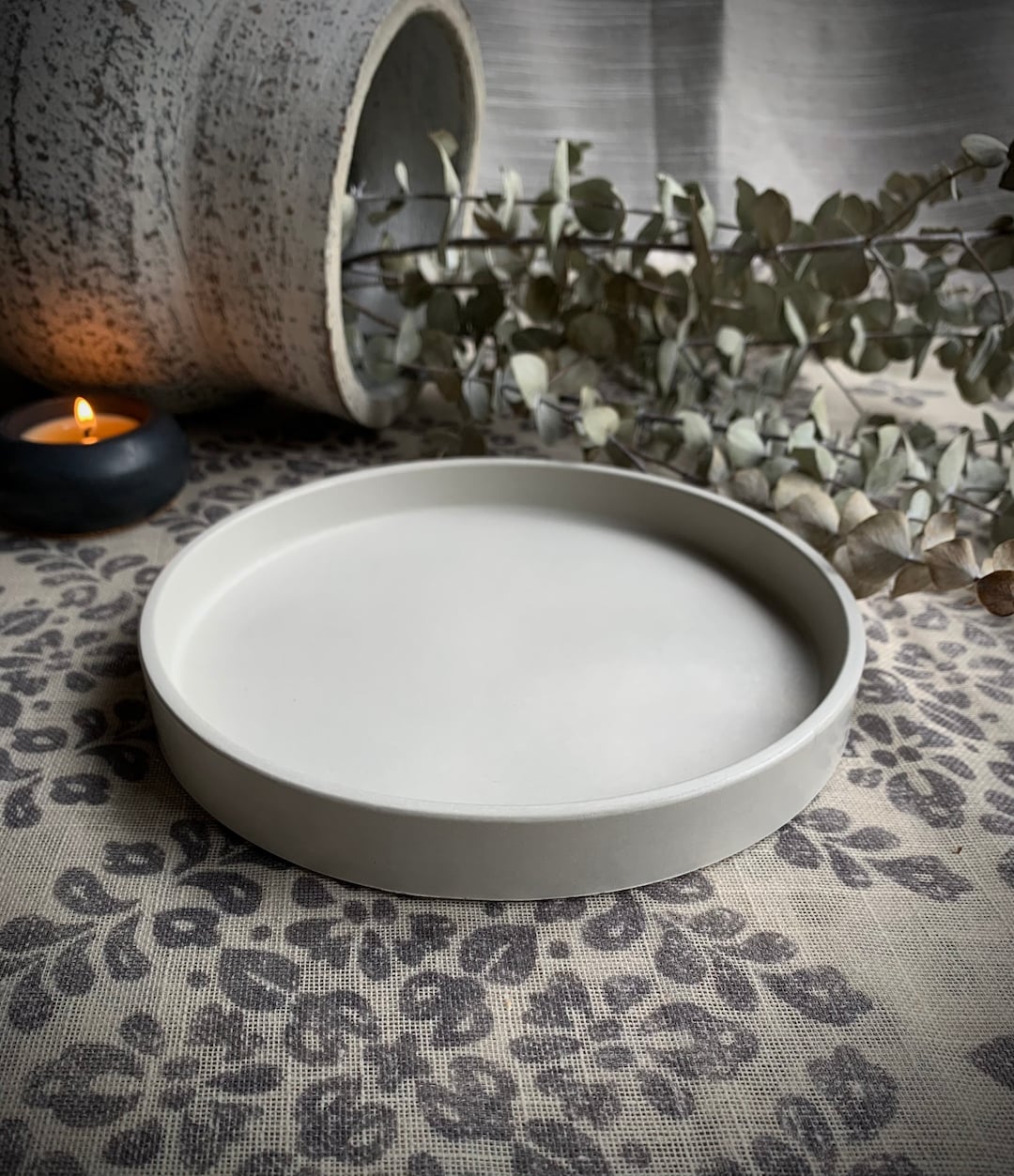 Round Concrete 6 Inch Tray | Round Trays for Coffee Tables | Cement ...