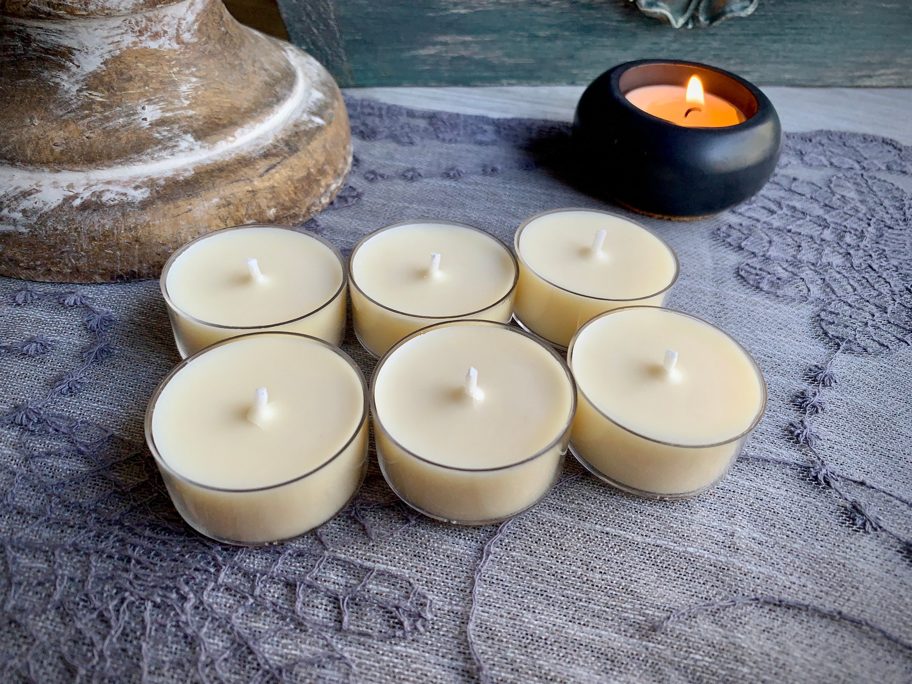 Set of 6 Tea Light Candles | Beeswax & Soy Wax | Choose Your Scent ...