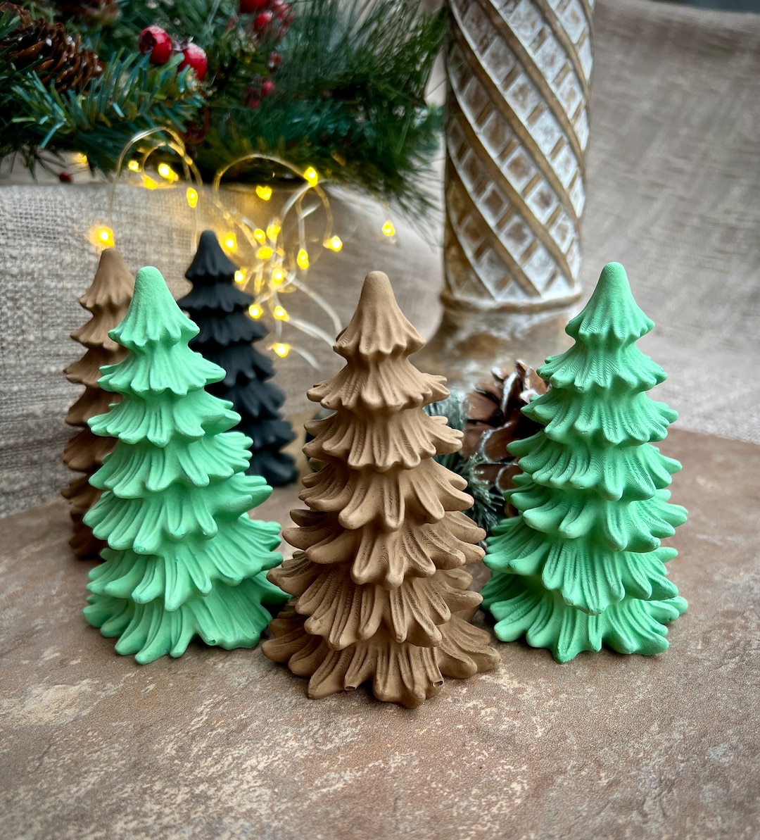 Set of Two Small Concrete Christmas Trees Cement Trees Cement Christmas ...