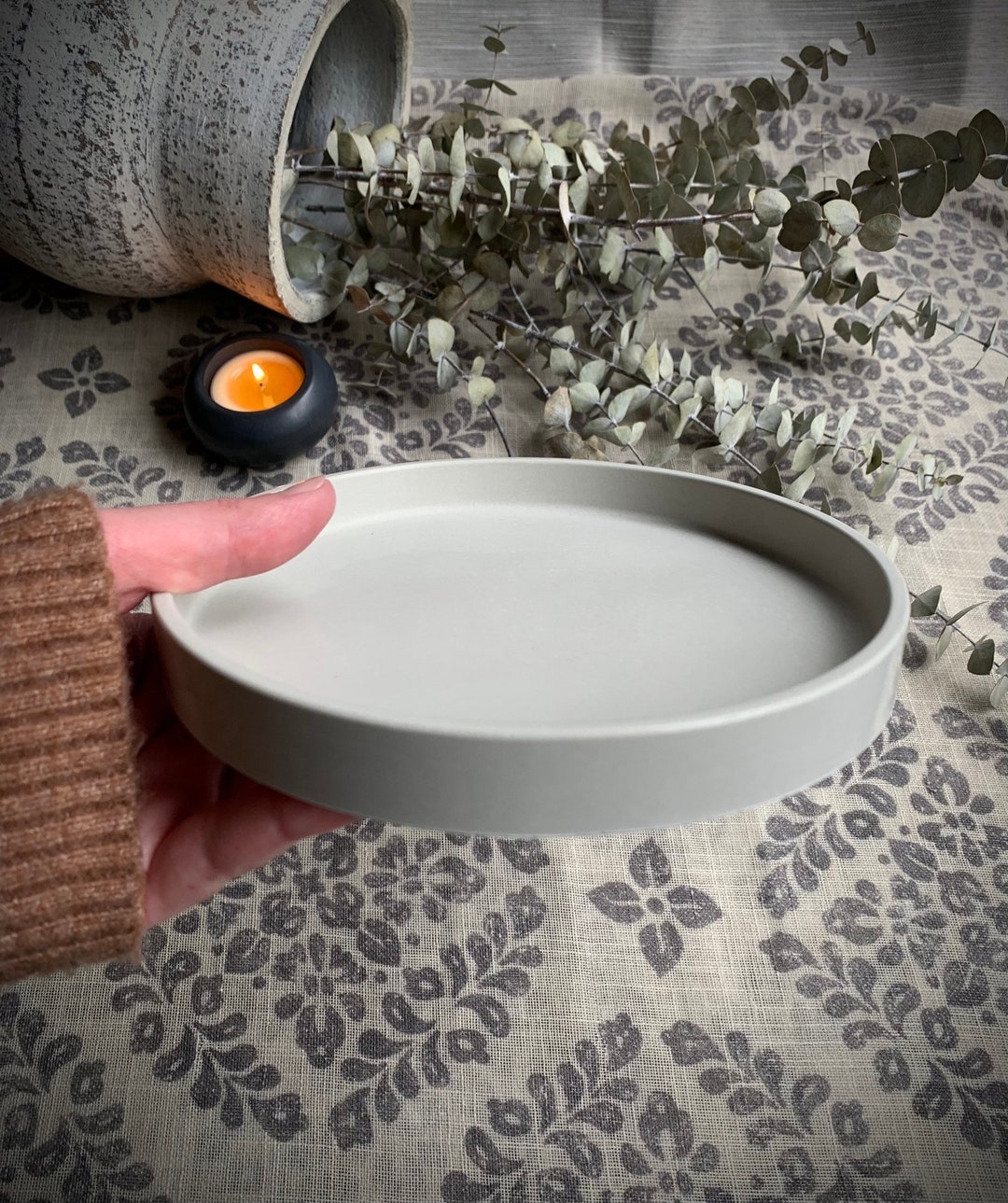 Round Concrete 6 Inch Tray Round Trays for Coffee Tables - Etsy