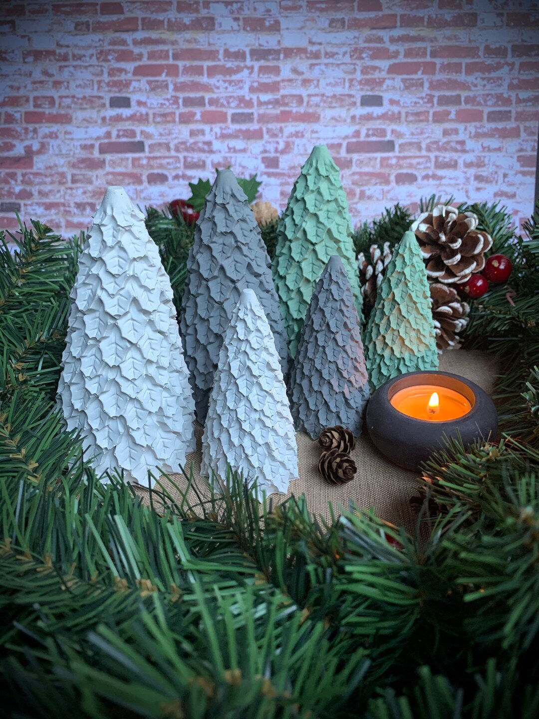 Set of Two Concrete Christmas Trees Cement Trees Cement - Etsy