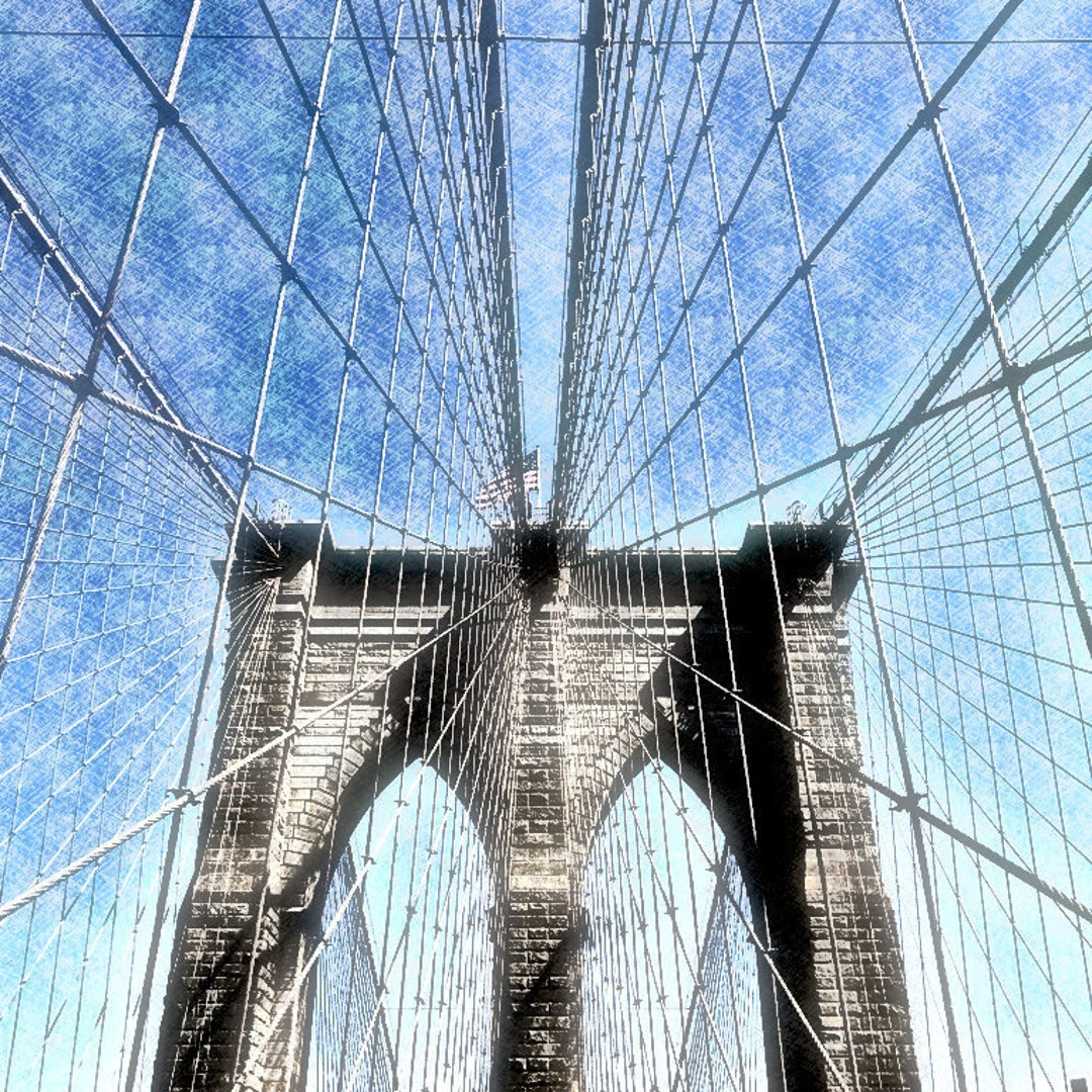 Brooklyn Bridge Poster, New York City Illustration, NYC Photography - Etsy