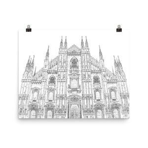 Duomo Di Milano, Milan Cathedral Italy, Italian Architecture Drawing ...