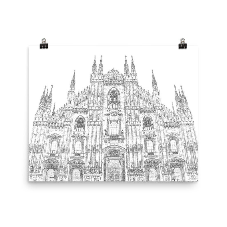Duomo Di Milano, Milan Cathedral Italy, Italian Architecture Drawing ...