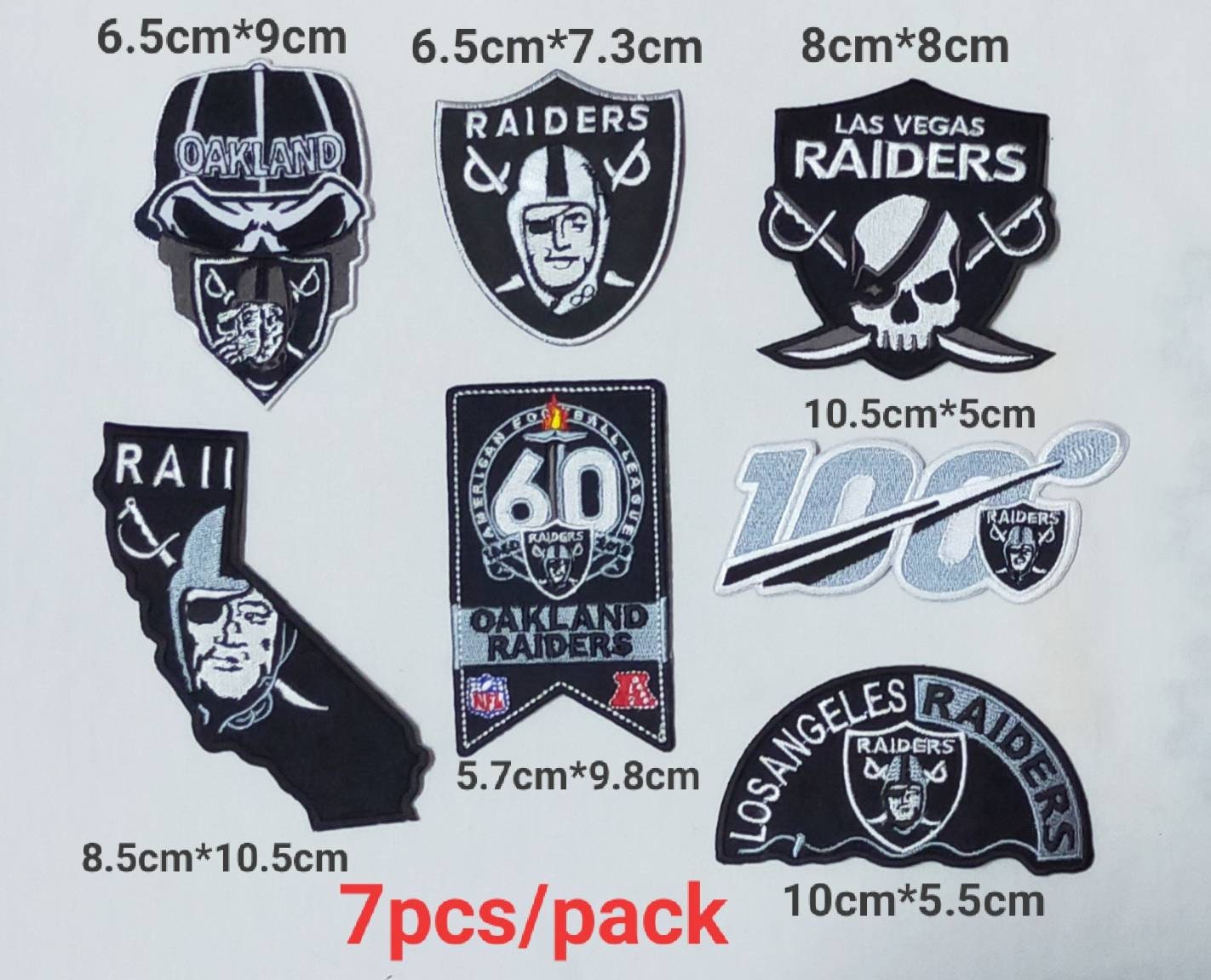 Oakland raiders 7Pcs per pack Logo Patches onIron on Sewing | Etsy