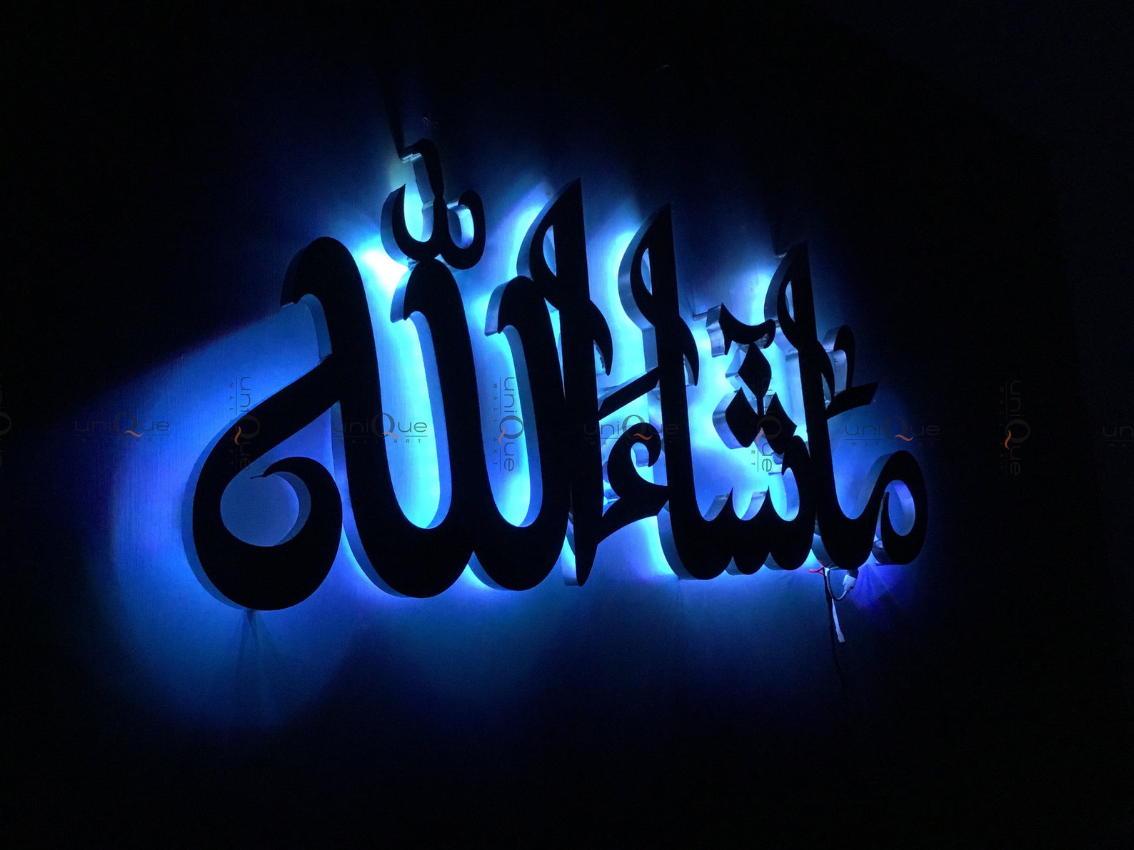 Masha Allah Arabic Calligraphy 3D LED Wall Art | Islamic Wall Art ...
