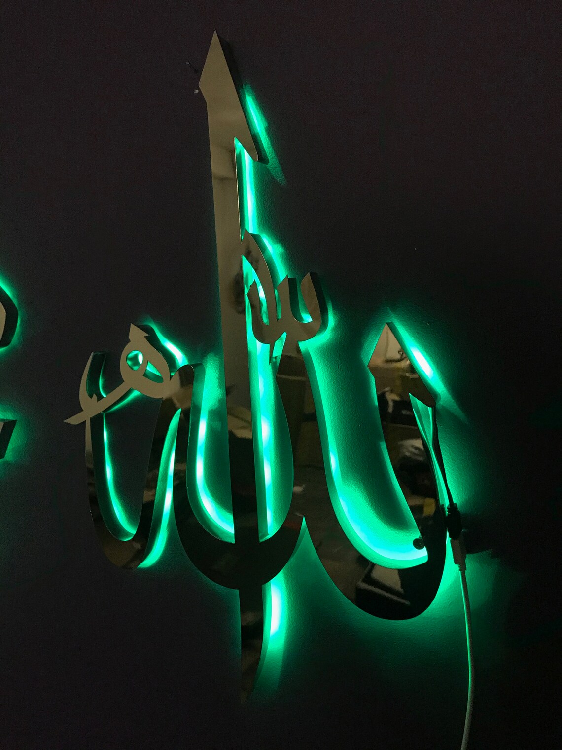 Allah Muhammad LED Stainless Steel Islamic Wall Art LED | Islamic Home ...