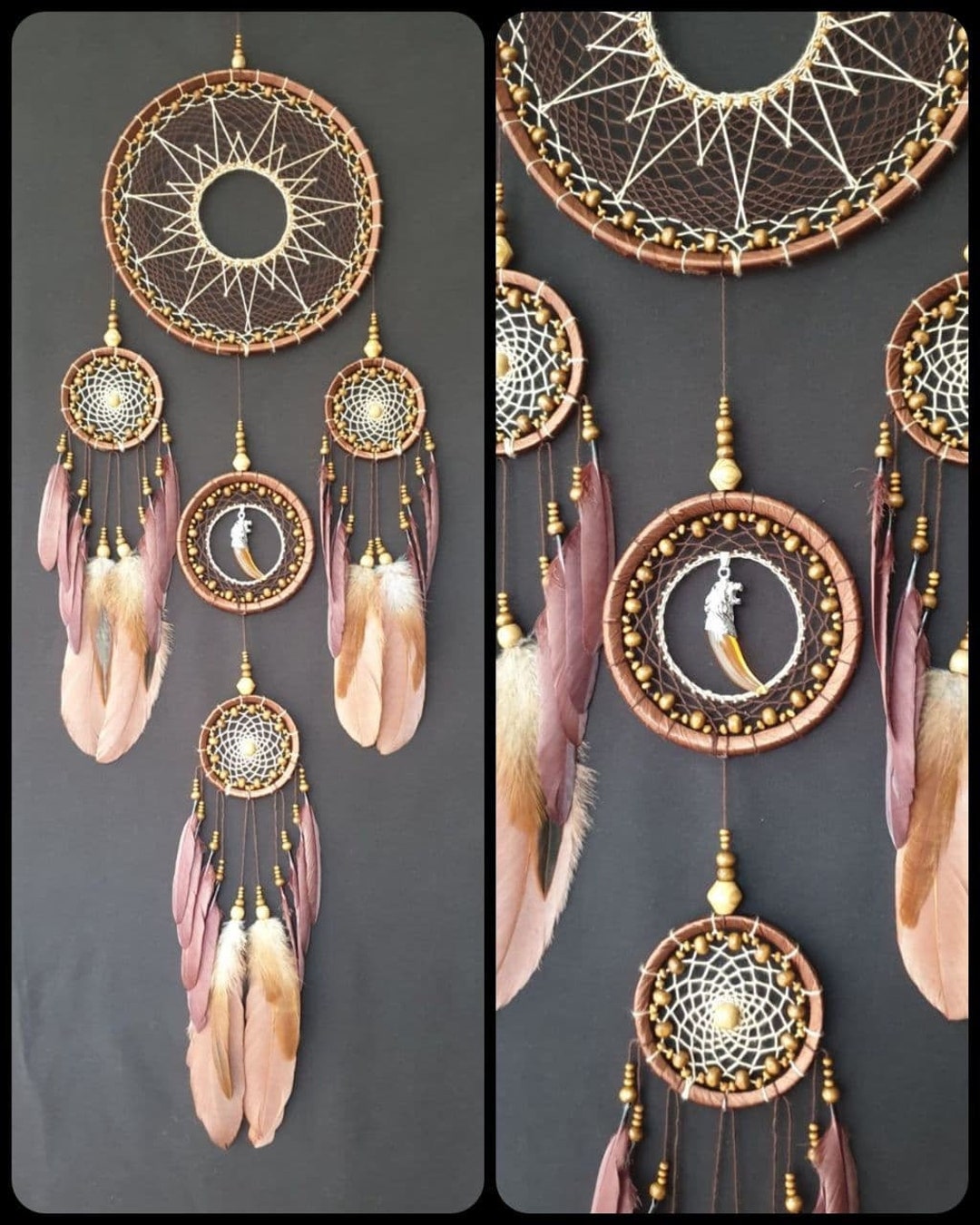 Native American Dream Catcher With Natural Bird Feathers, Large ...