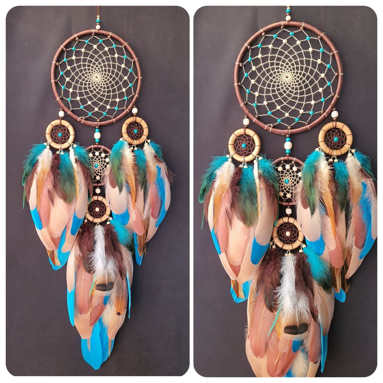 Native American Gift Authentic Dream Catcher Wooden Hoops and Natural ...