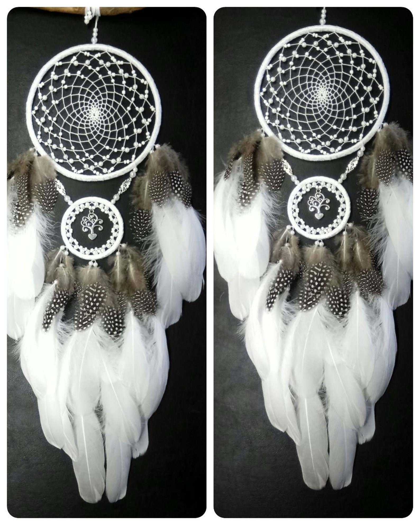 Natural Feathers Dream Catcher With Guinea Fowl Feather - Etsy