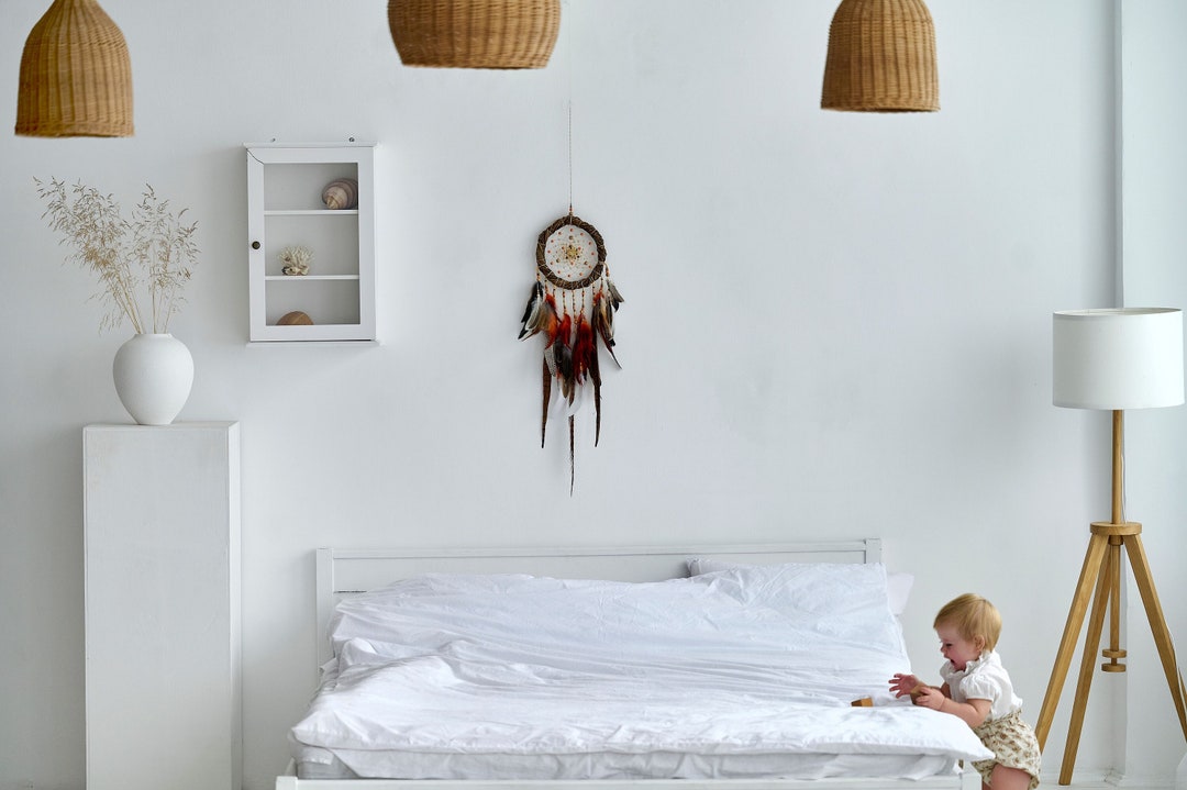 Ojibwe Design Traditional Dreamcatcher With Natural Bird Feathers, Real ...