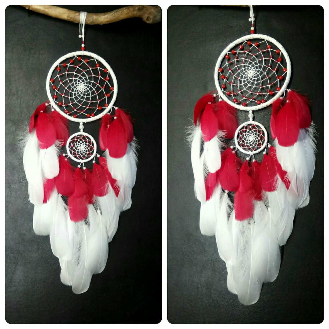 Red and White Dream Catcher 6*20 Inch Medium Size | Dreamcatcher Wall ...