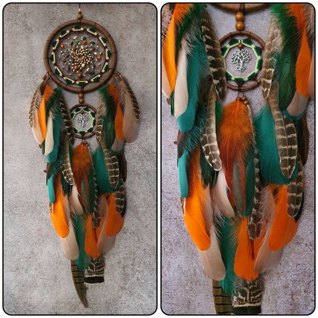 Traditional Authentic Dreamcatcher, Natural Feathers Ojibwe Dream ...