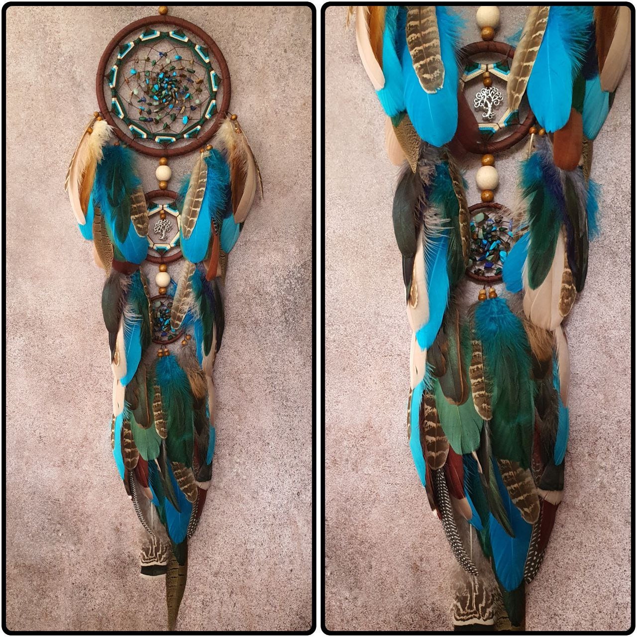 Native American Dream Catcher With Natural Bird Feathers, Large ...