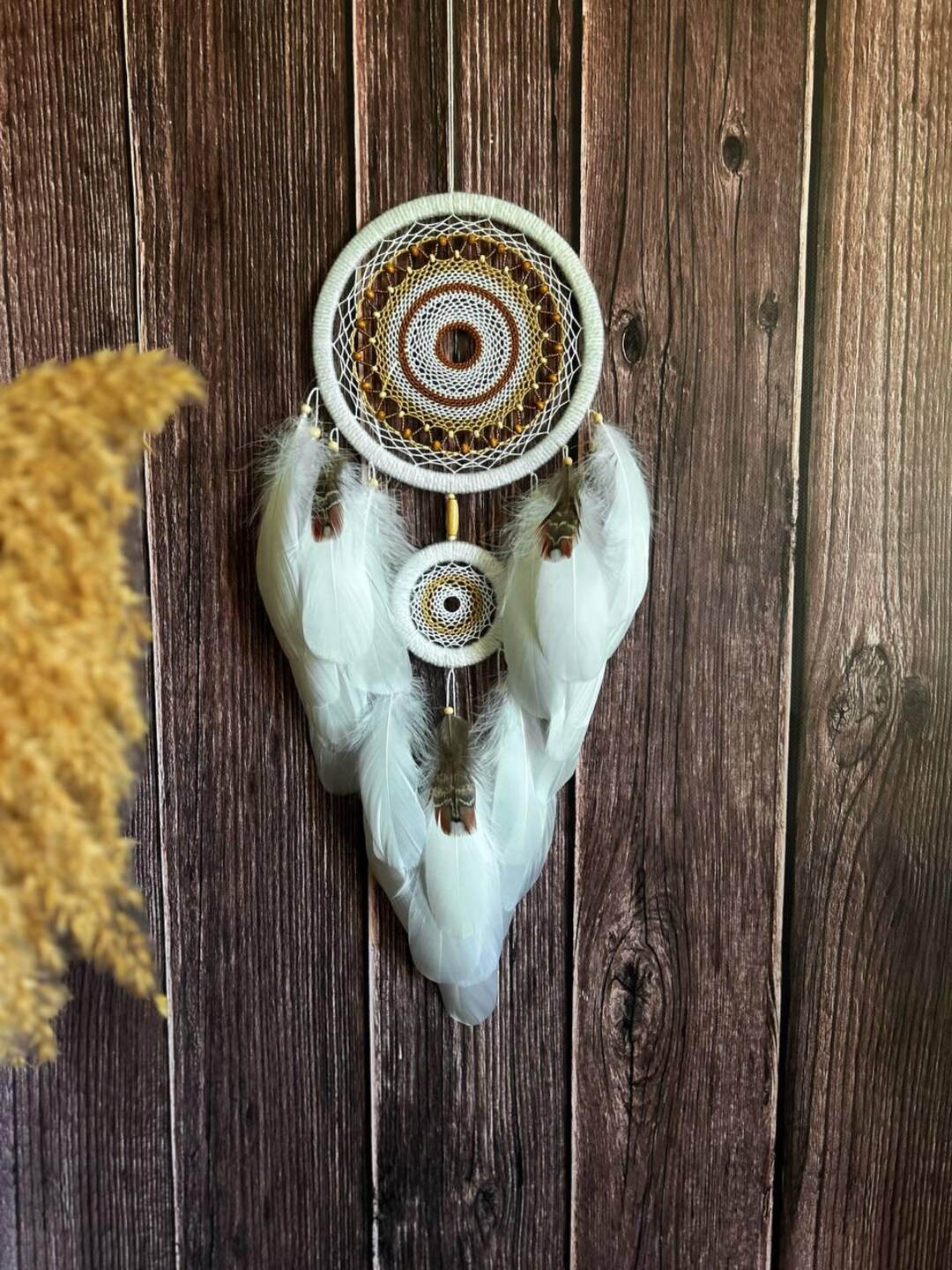 White Nursery Dream Catcher Ojibwe Inspired, Authentic Boho Native ...
