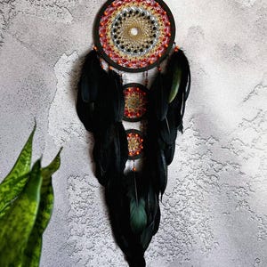 Black Authentic Dreamcatcher With Natural Feathers, Large Bedroom Dream ...