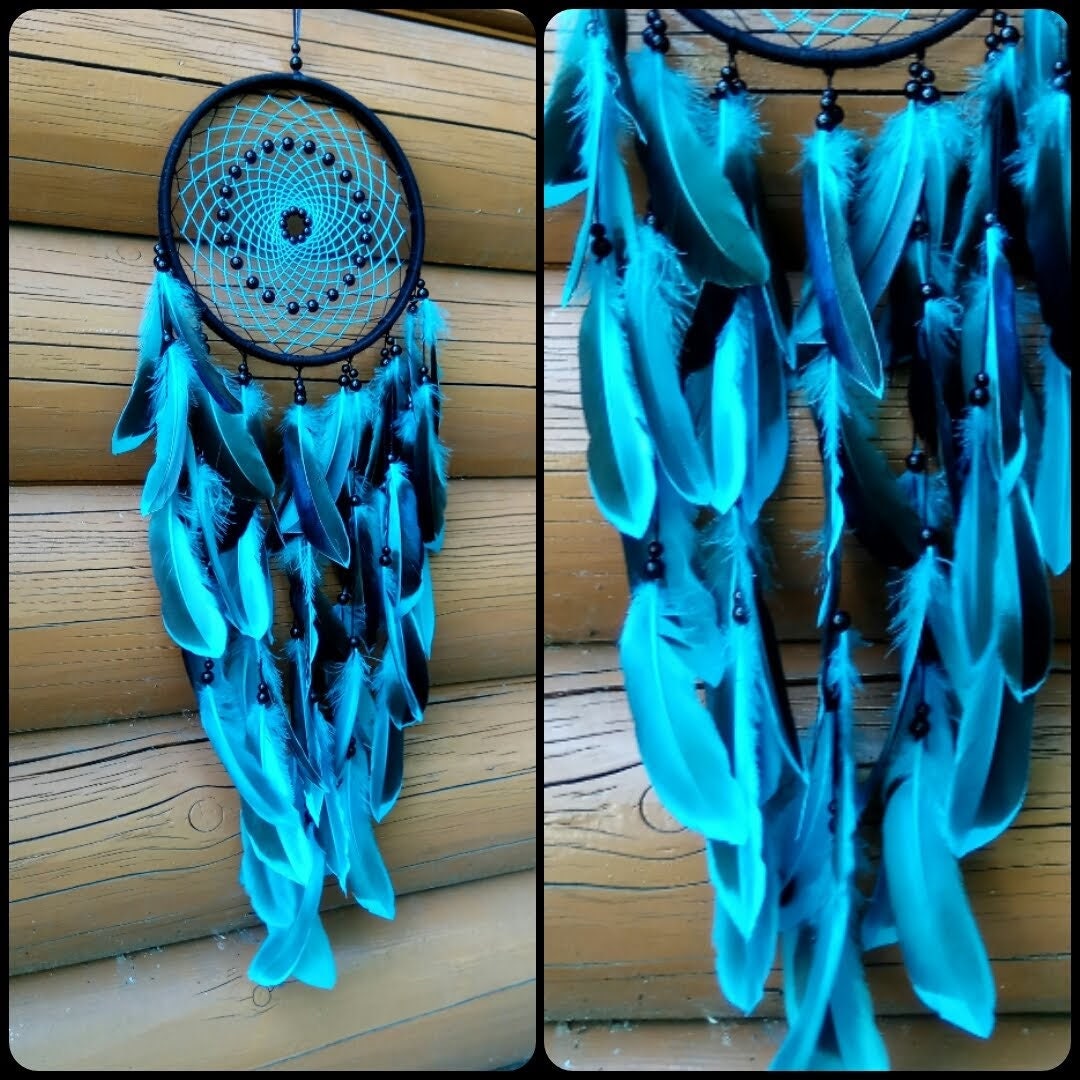 Traditional Native American Dream Catcher, Large Blue Authentic Dream ...