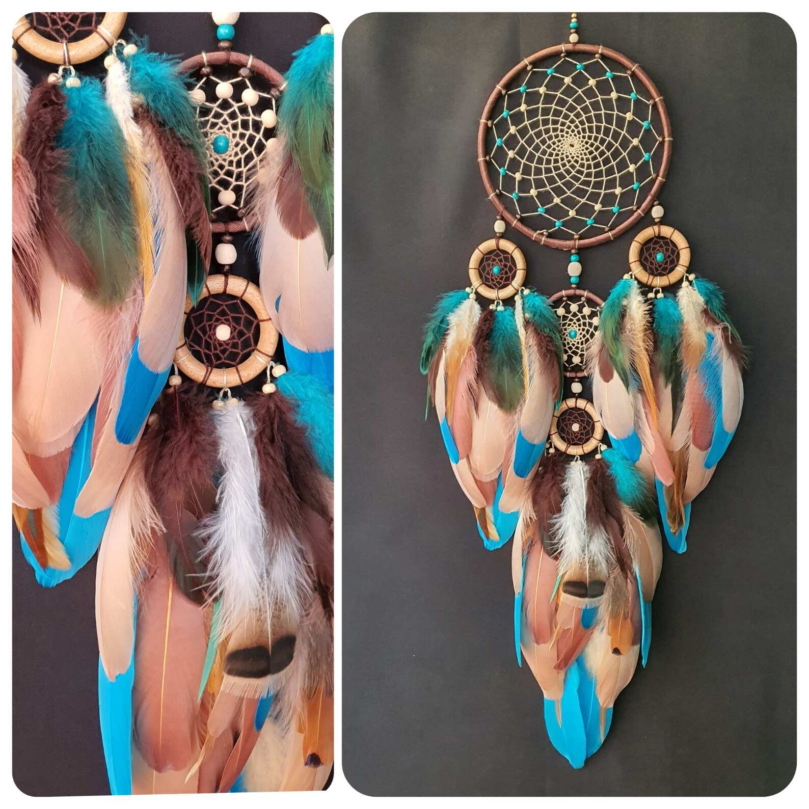 Native American Gift Authentic Dream Catcher Wooden Hoops and Natural ...
