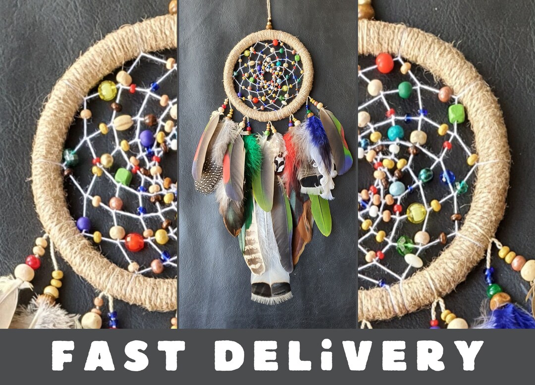 Native American Gift Authentic Dream Catcher Wooden Hoops and Natural ...