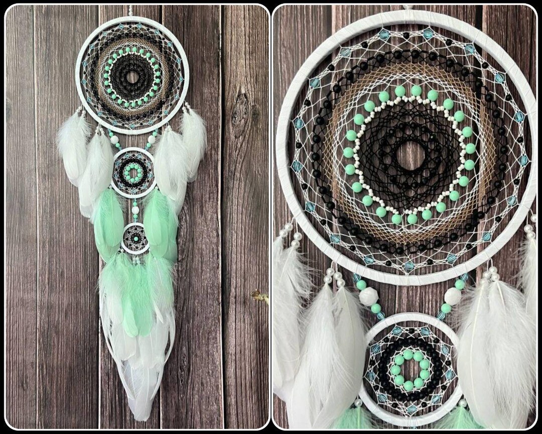 Native American Style Dream Catcher, Real White Mint Authentic Large ...