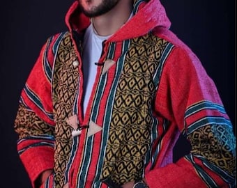 Moroccan Striped Coat Cardigan, Sweater Coat, Hoodie Coat From Fleece ...